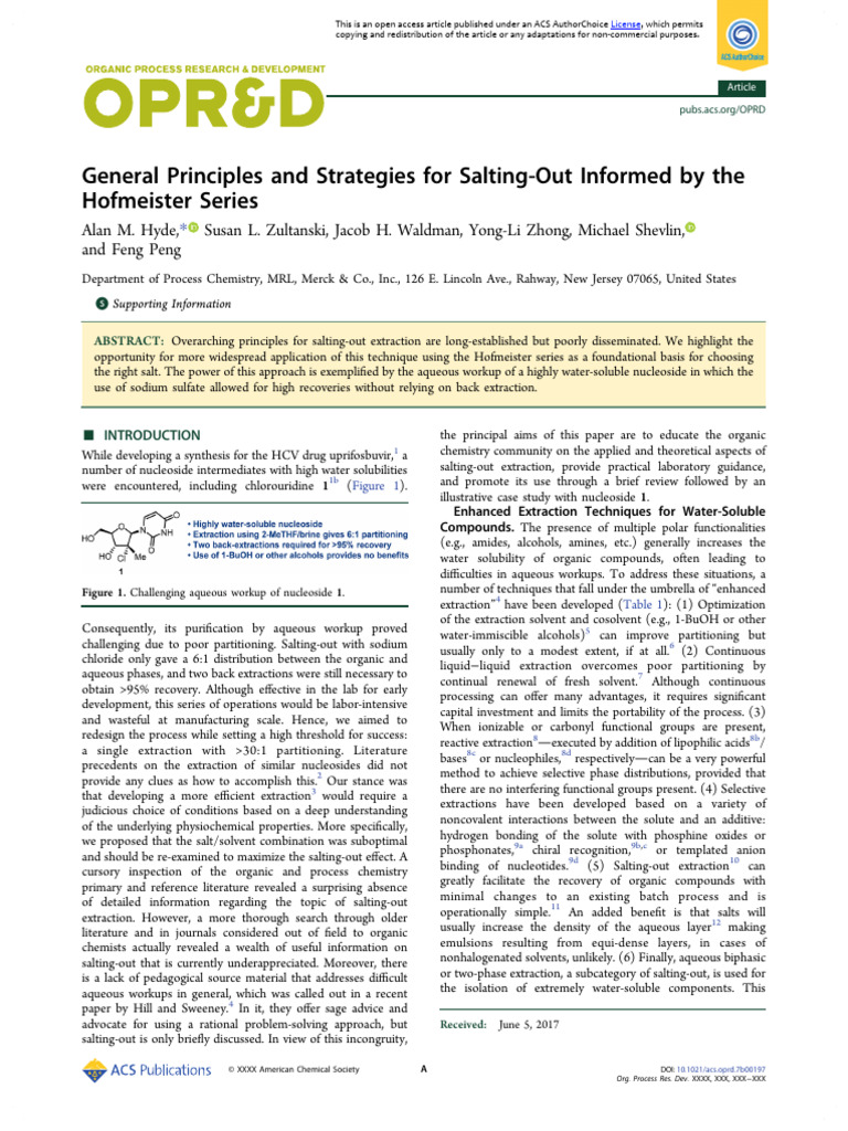 General Principles and Strategies For Salting-Out Informed by The ...
