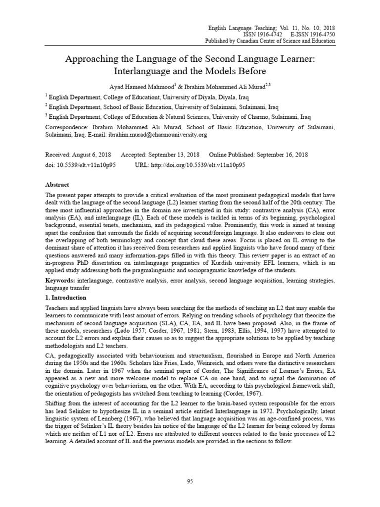 Evaluating Second Language Learning Models | PDF | Second Language ...