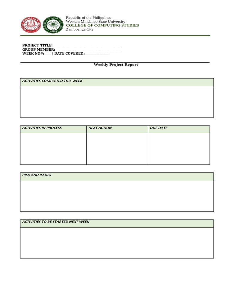Weekly Progress Report Template | PDF