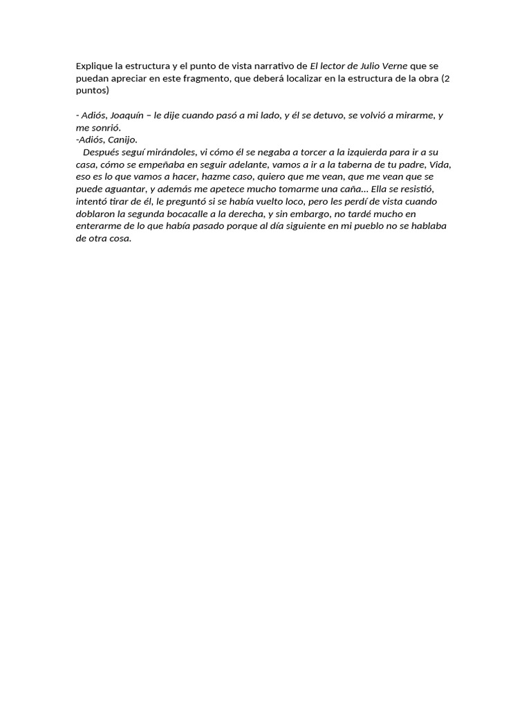 Práctica Comentario El Lector de Julio Verne | PDF