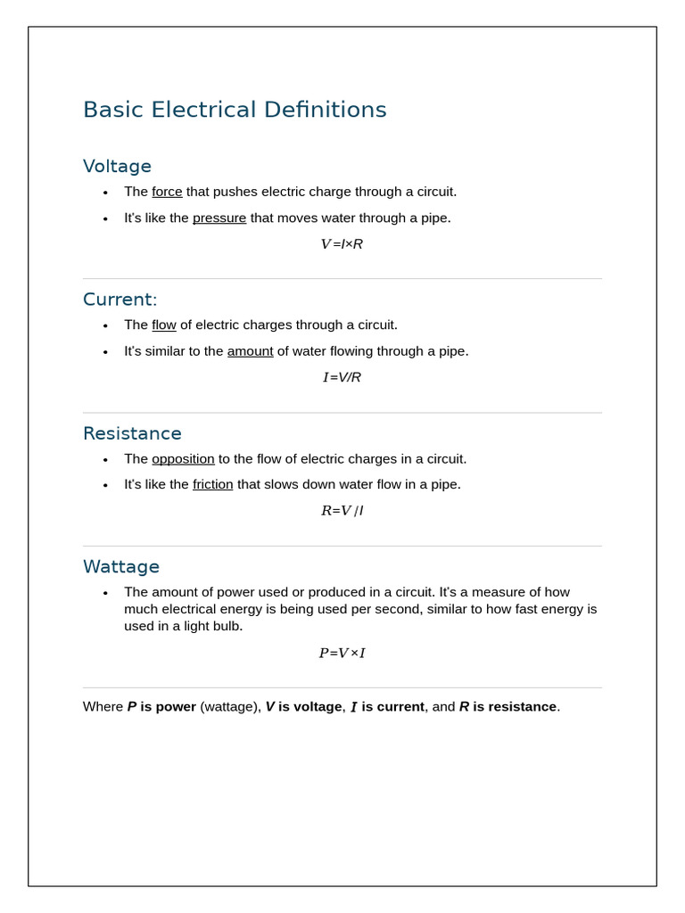 Essential Electrical Terms Explained | PDF