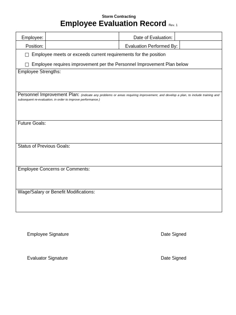 Form - Employee Evaluation Record | PDF