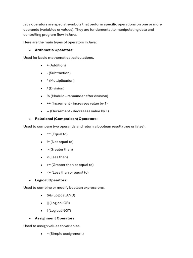 Java Operators | PDF