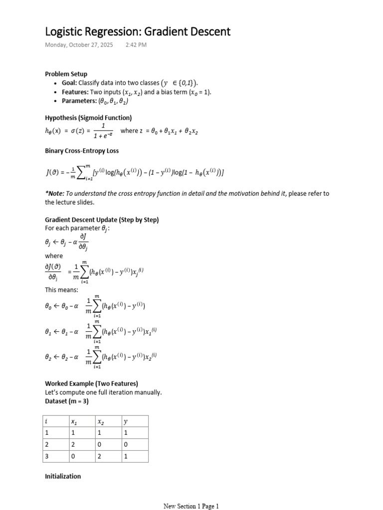 Logistic Regression Gradient Descent | PDF