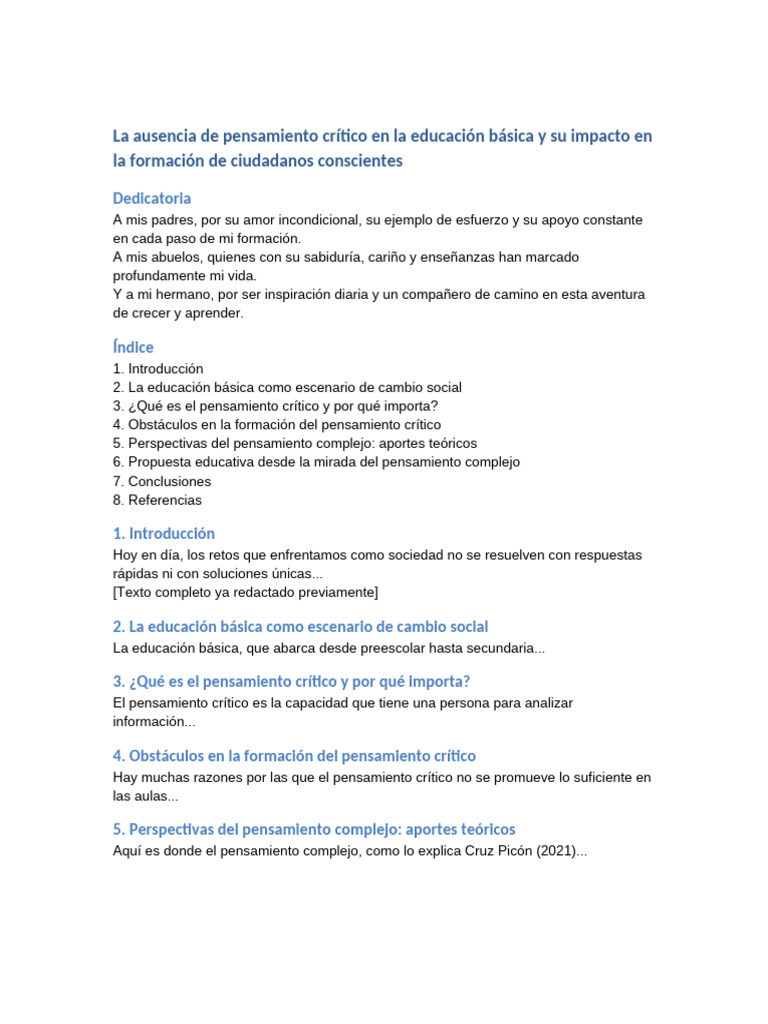 Impacto del Pensamiento Crítico en Educación | PDF | Pensamiento ...