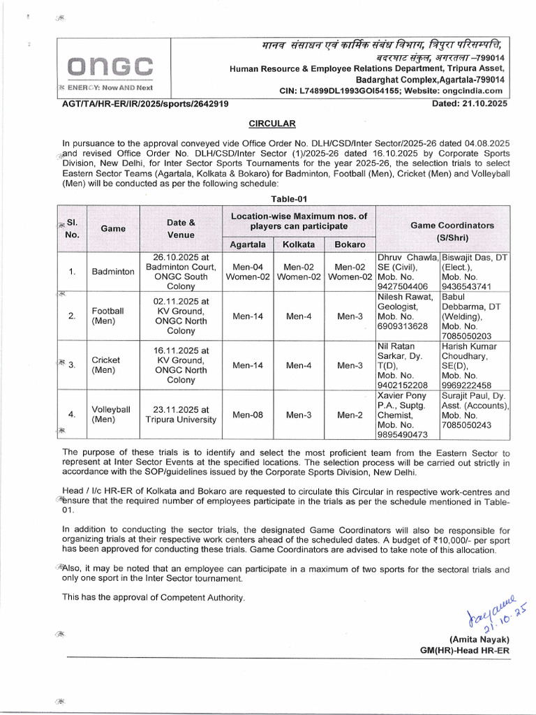 Circular - Selection Trials For Eastern Sector Team - Badminton ...