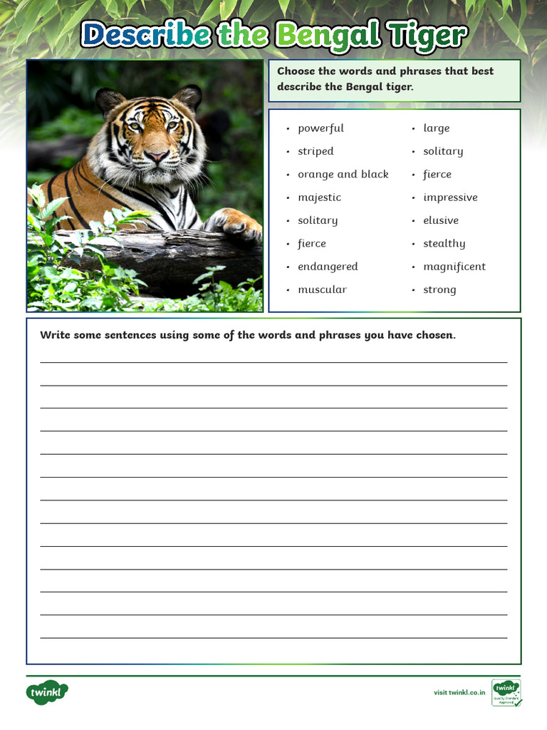 In en 1751458780 Describe The Bengal Tiger Worksheet Ver 1 | PDF