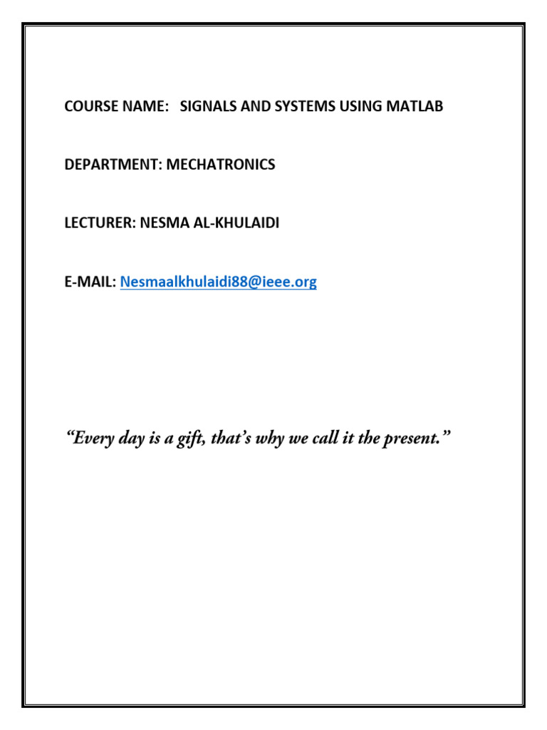 Signals and Systems Using Matlab Updated | PDF | Spectral Density ...