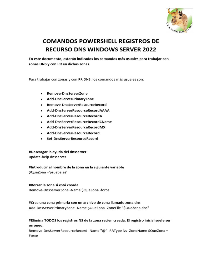 Comandos Powershell Registros DNS Windows | PDF