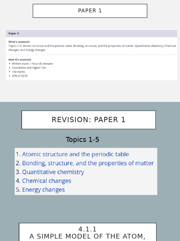 F Paper 1 Summary | PDF | Mole (Unit) | Chemical Reactions