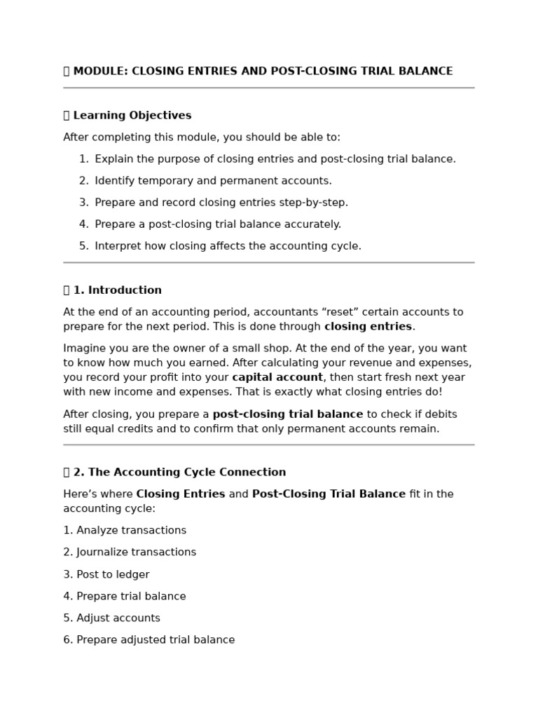 CLosing and Post Closing | PDF | Debits And Credits | Financial Accounting