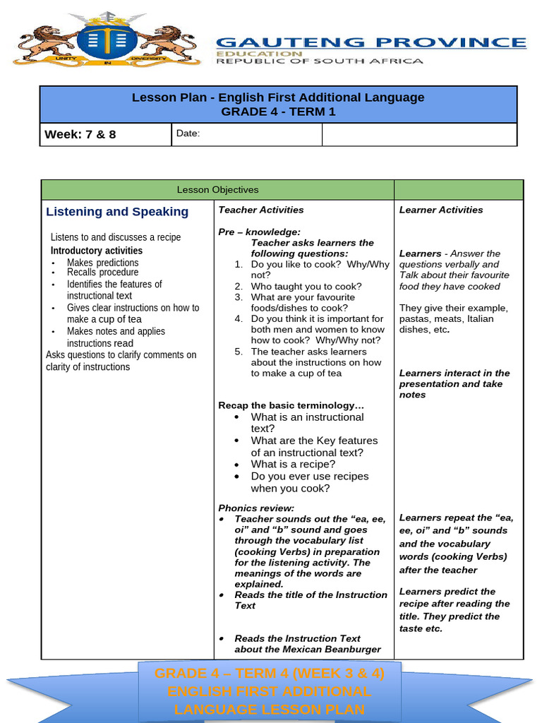 g4 t1 WK 7-8 Lesson Plan | PDF | Reading Comprehension | English Language