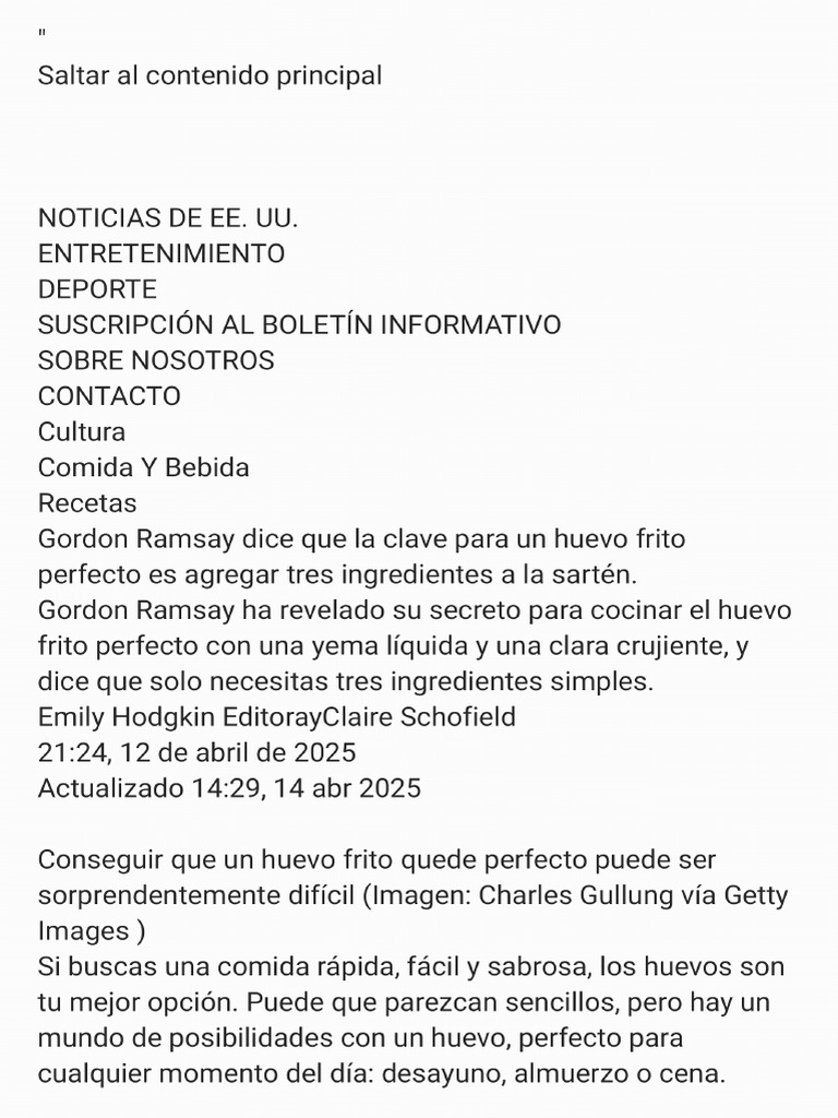 Gordon Ramsay - La Clave Para Un Huevo Frito | PDF