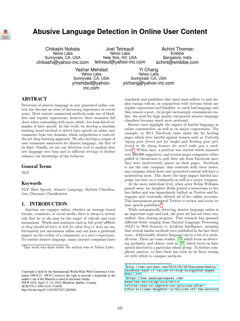Abusive Language Detection in Online User Content | PDF | Parsing ...