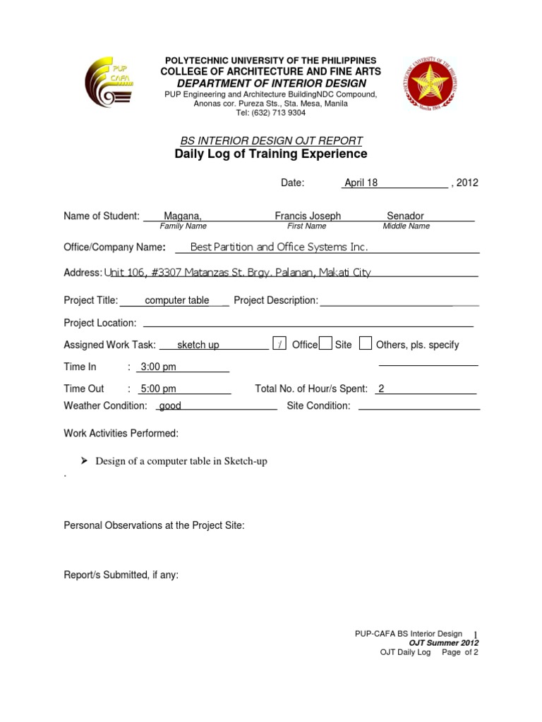 OJT Daily Log -April18-April26 | Manila | Technology