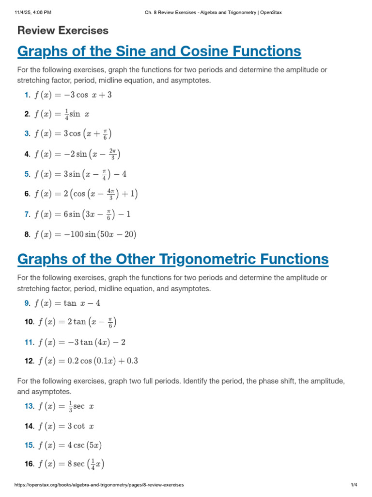 Ch. 8 Review Exercises - Algebra and Trigonometry - OpenStax | PDF ...