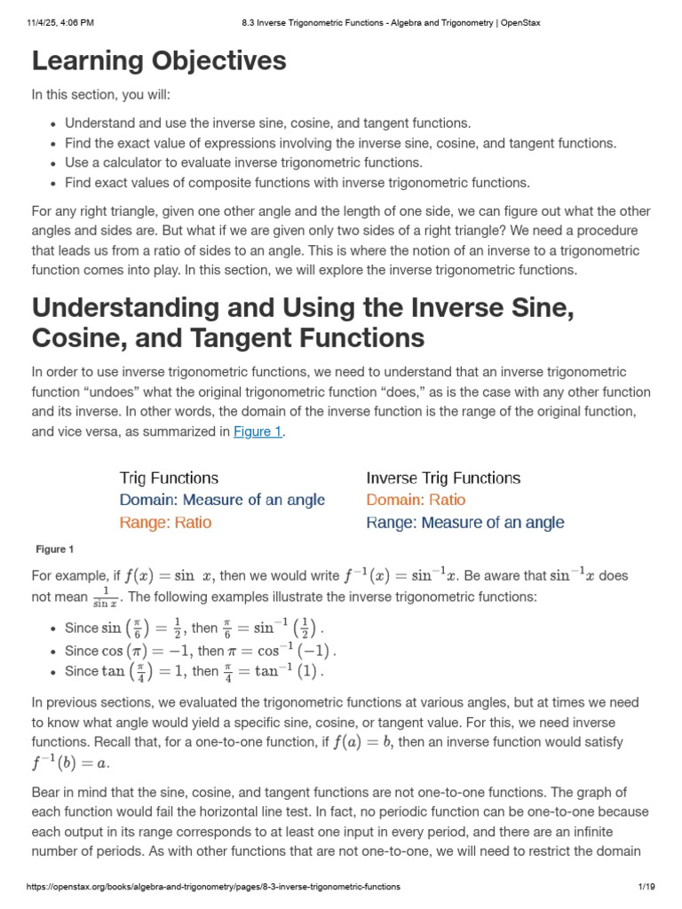 8.3 Inverse Trigonometric Functions - Algebra and Trigonometry ...