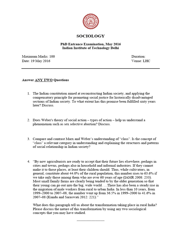 Sociology Questions | PDF