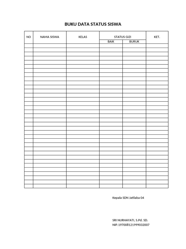 Buku Data Status Gizi Siswa | PDF