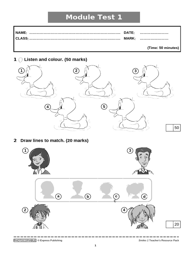 Smiles 1 Module Test Worksheets | PDF