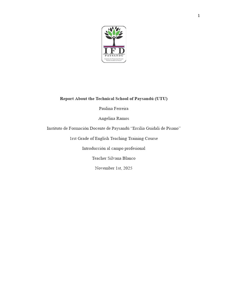 Final Report - Angelina Ramos and Paulina Ferreira | PDF | Teachers ...