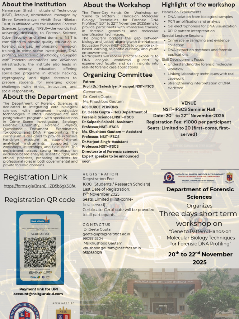 NSIT-IFSCS-Workshop-DNA-2025 | PDF | Forensic Science | Dna Profiling
