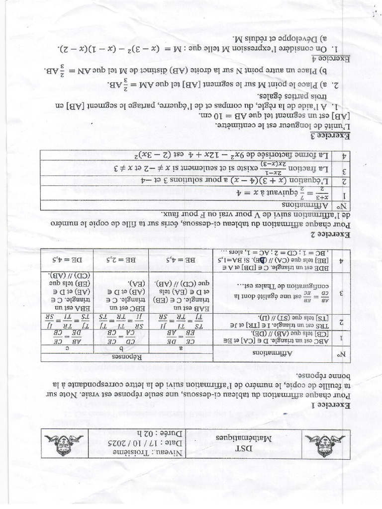 DST Maths 1 Recto | PDF