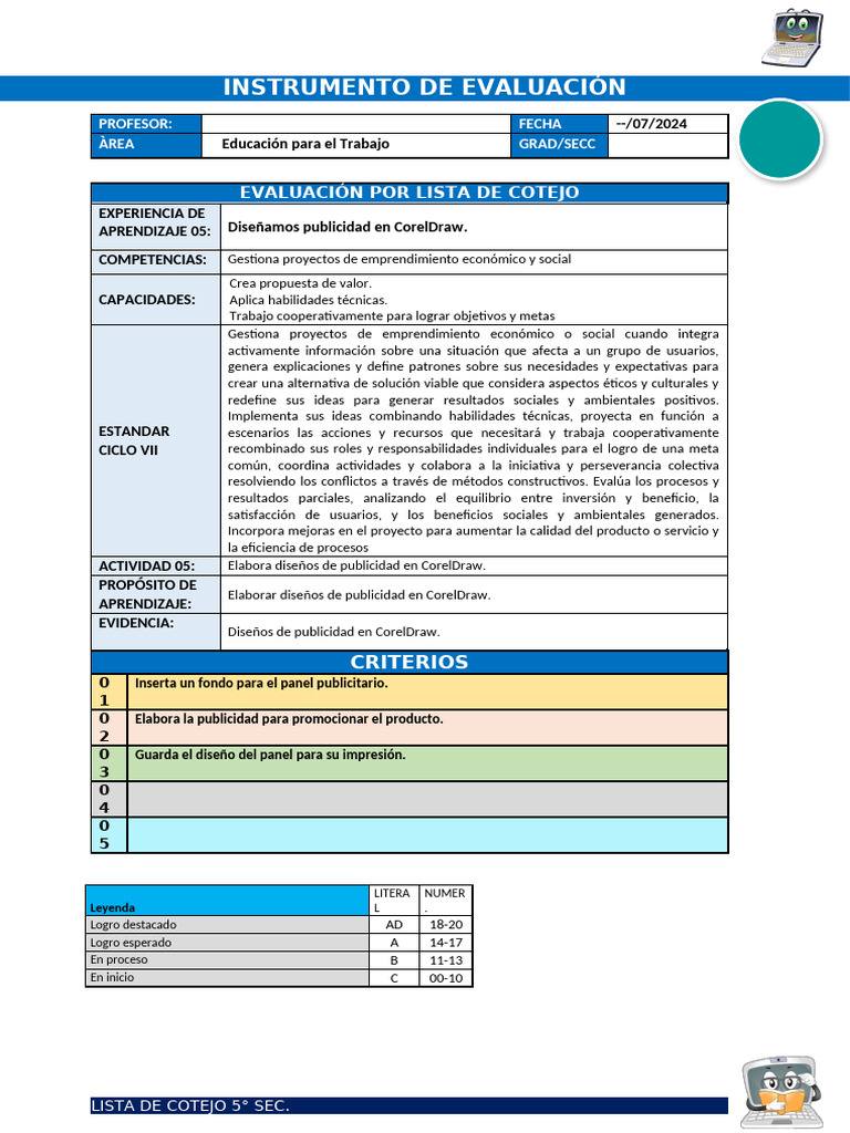 5º LC Act 5 Ept Eda 4 | PDF | Evaluación | Publicidad