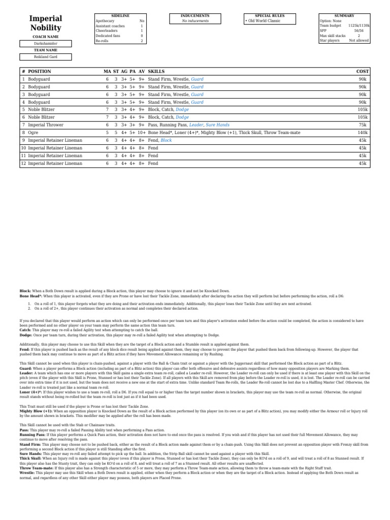Imperial Nobility Darkshamidor - 40368 | PDF | Sports | American Football