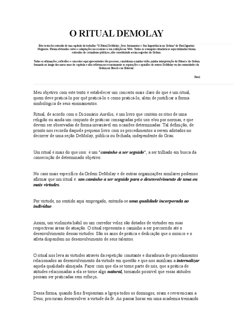 O Ritual Demolay | PDF | Rituais | Amor