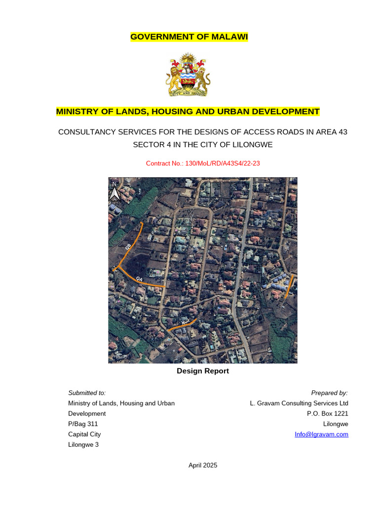 Access Roads Design Report for Lilongwe | PDF | Road | Road Surface
