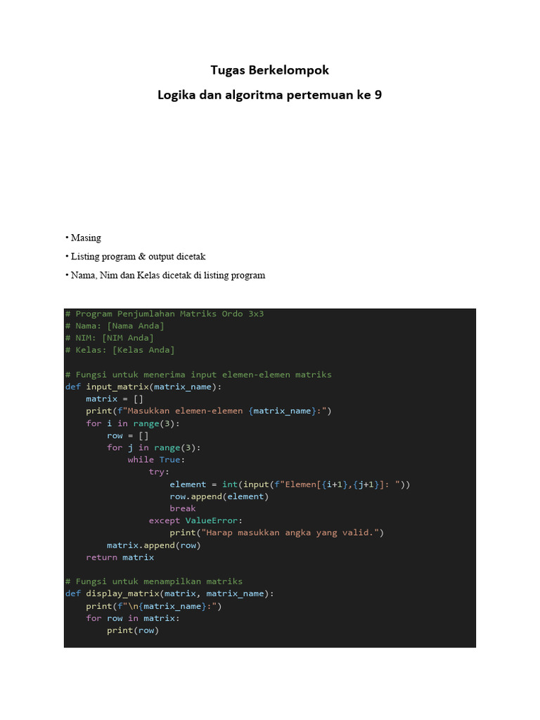 Tugas Kelompok Logika Dan Algoritma p09 | PDF