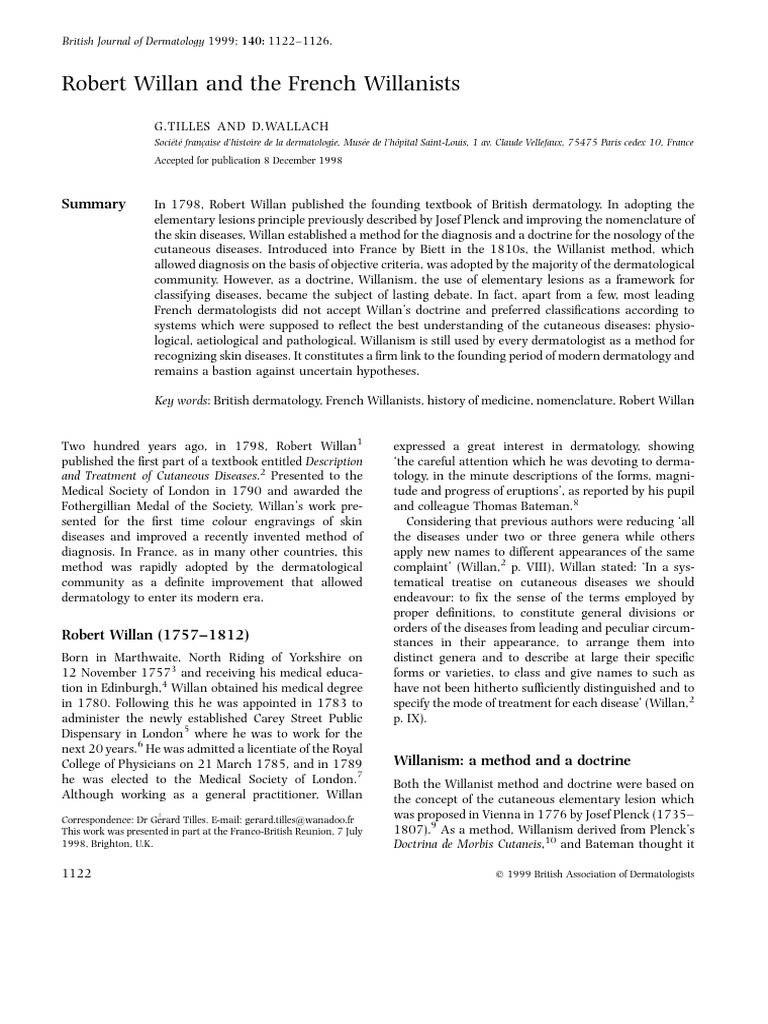 Robert Willan's Impact on Dermatology | PDF | Dermatology | Medicine