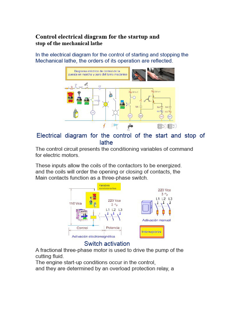 Electrical Control Diagram for Lathe | PDF | Relay | Brake