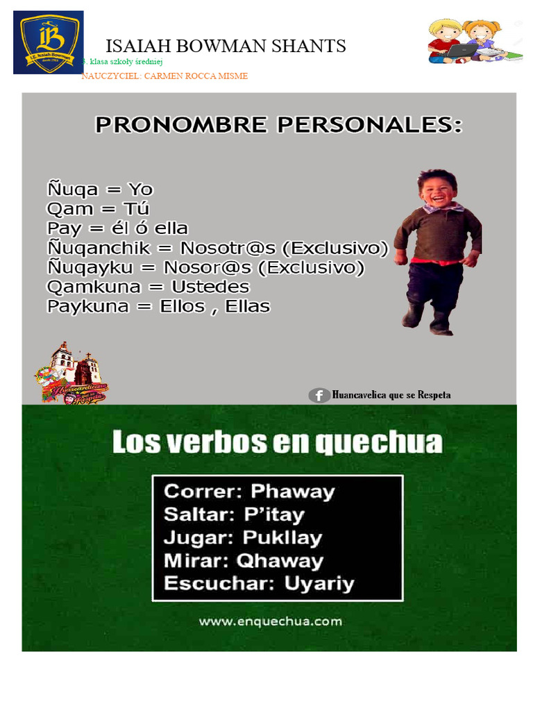 Zaimki Osobowe I Czasownik W Quechua | PDF