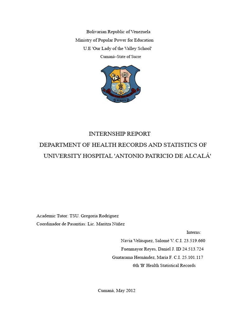 Internship Report. University Hospital 'Antonio Patricio de Alcalá ...
