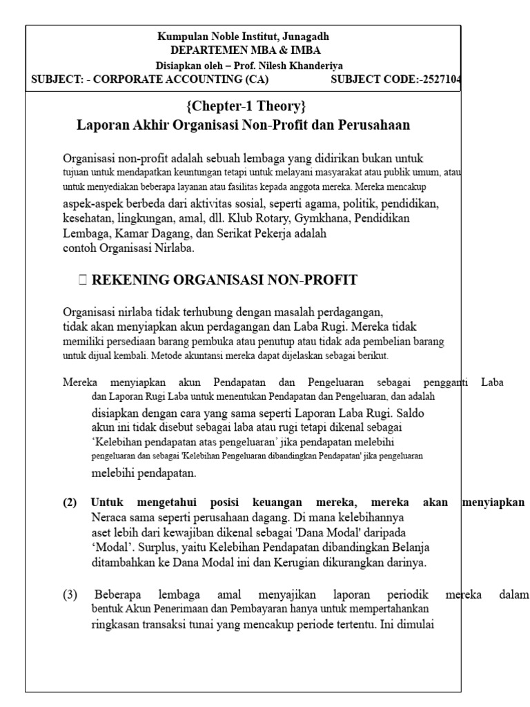 Akuntansi Organisasi Nirlaba: Panduan Lengkap | PDF