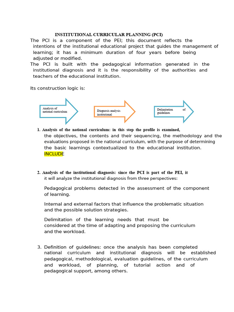 PCI MINEDUC.doc | PDF | Curriculum | Evaluation