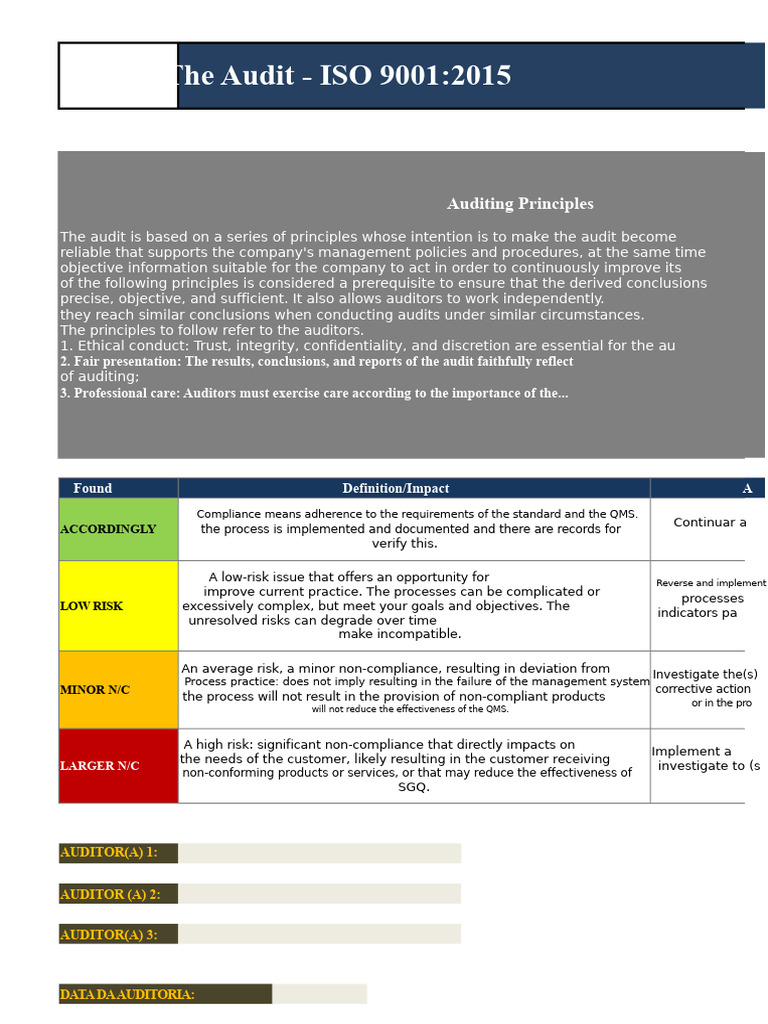 ISO 9001:2015 Audit Principles Guide | PDF | Audit | Quality Management ...
