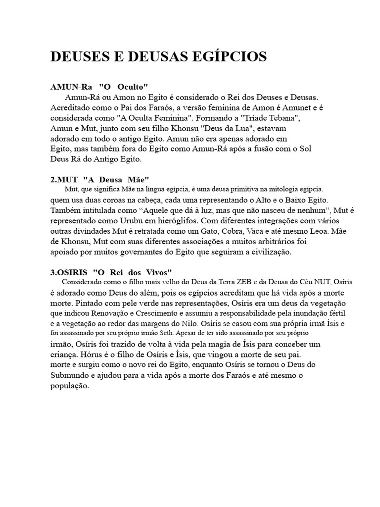 Deuses e Deusas Egípcios | PDF | Osíris | Afrodite