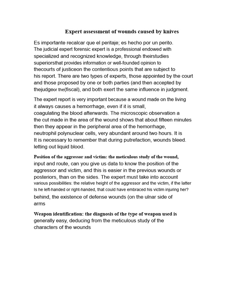 Forensic examination of stab wounds.docx | PDF