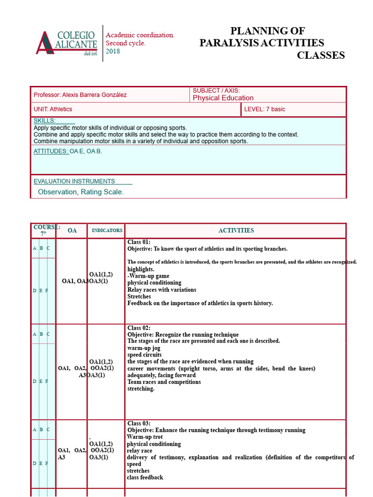 Planning For 7th Grade Athletics | PDF | Track And Field | Sports
