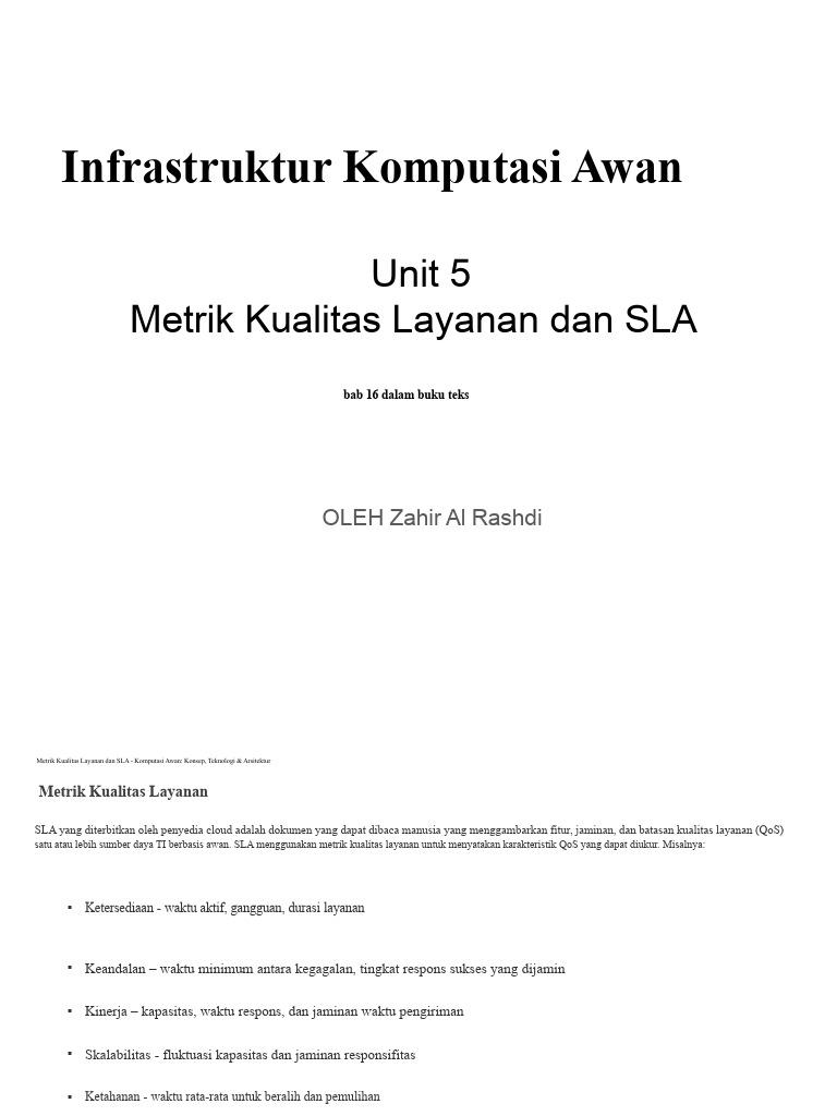 Metrik SLA dalam Komputasi Awan | PDF