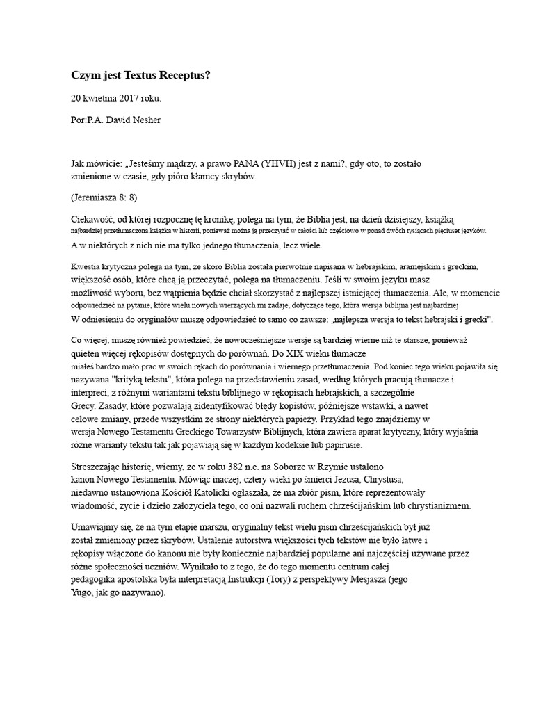 Czym Jest Textus Receptus I Textus Criticus | PDF