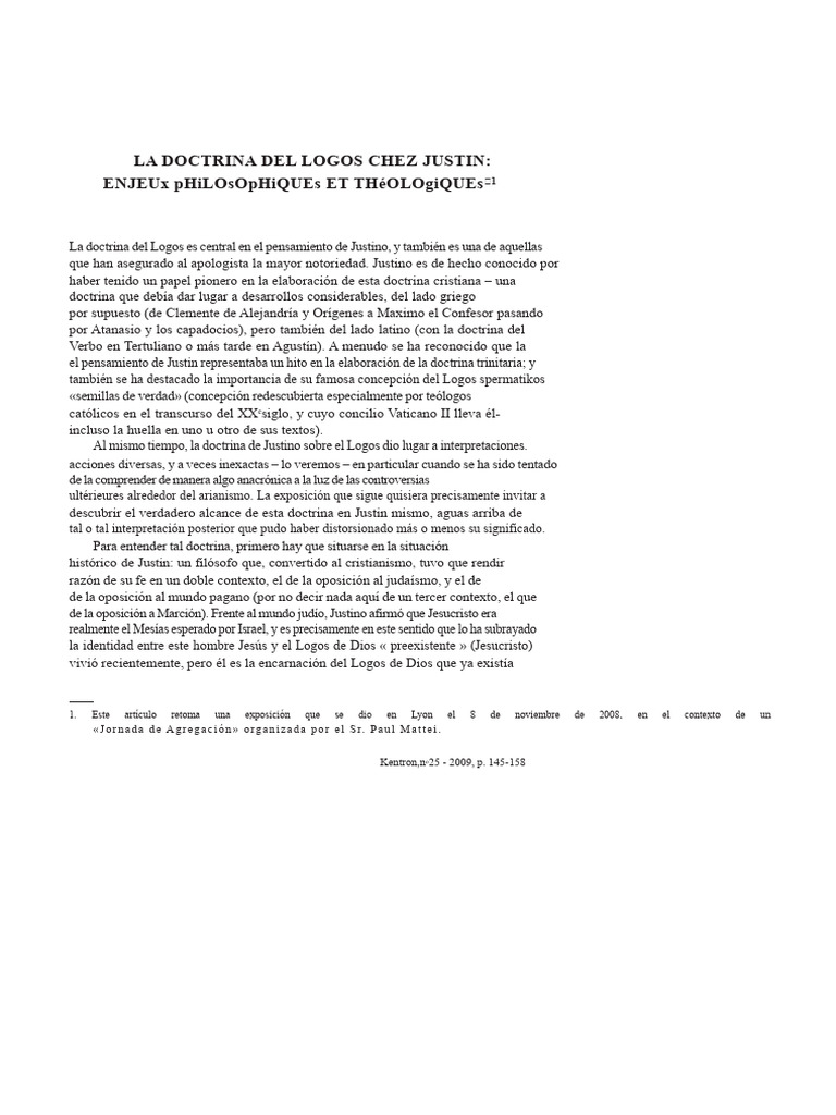 Doctrina del Logos en Justino | PDF | Logos | Jesús