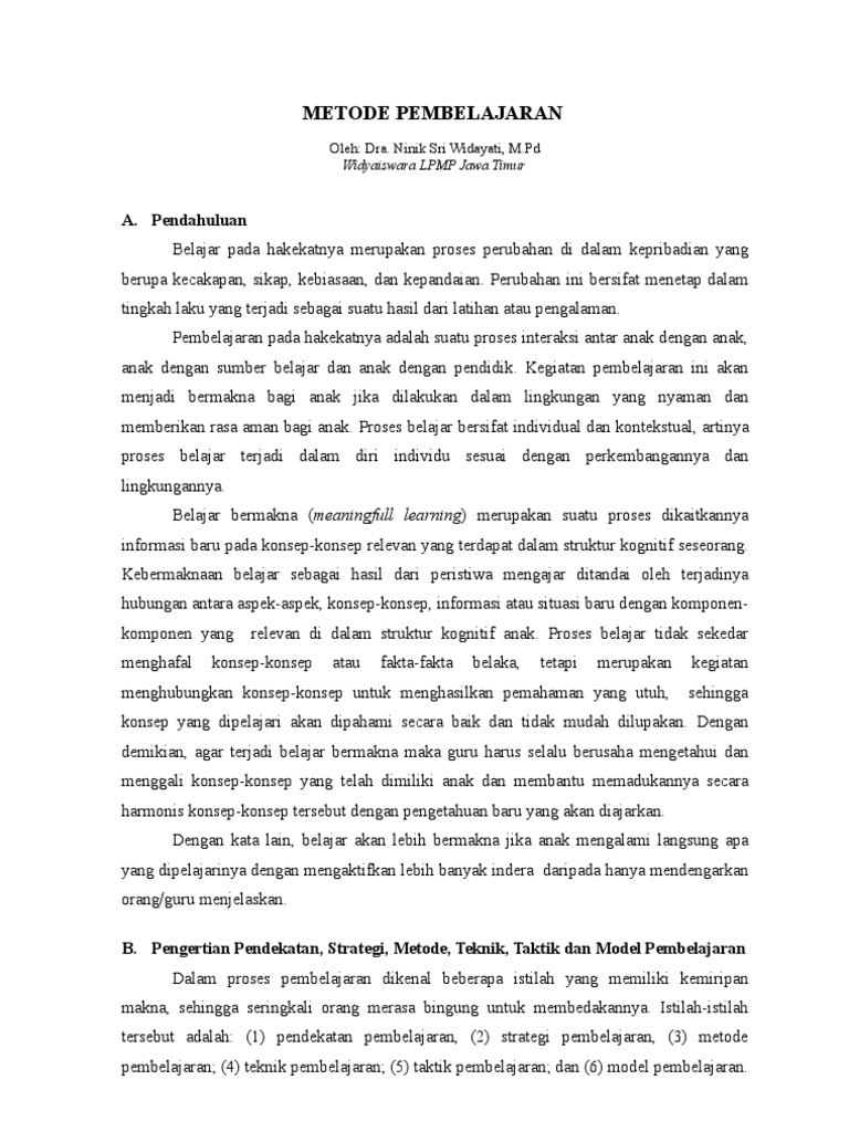 Metode Pembelajaran | PDF