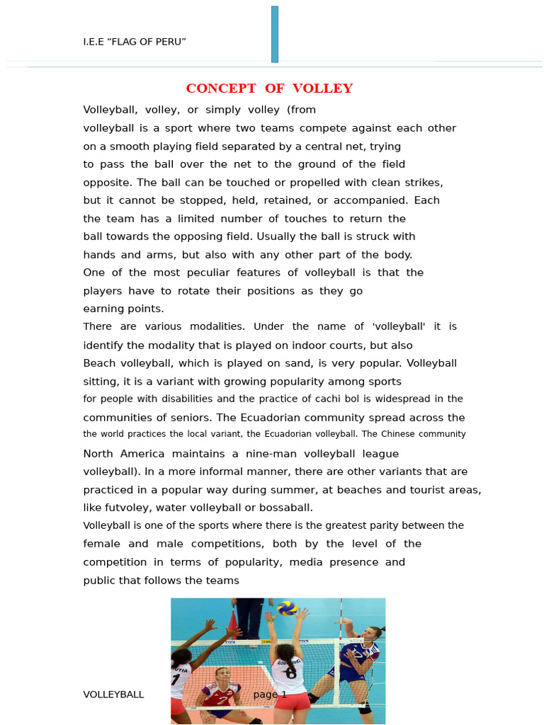 Concept of Volleyball | PDF | Volleyball | Anatomical Terms Of Motion