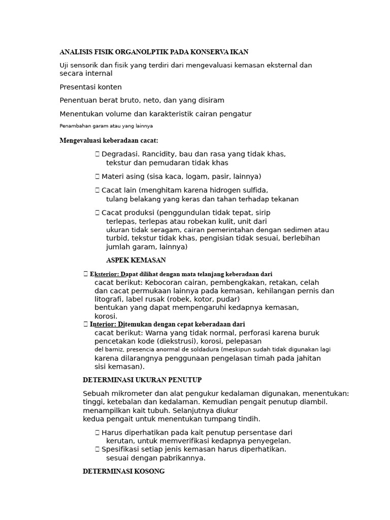Analisis Fisik Organoleptik Pada Konserva Ikan | PDF