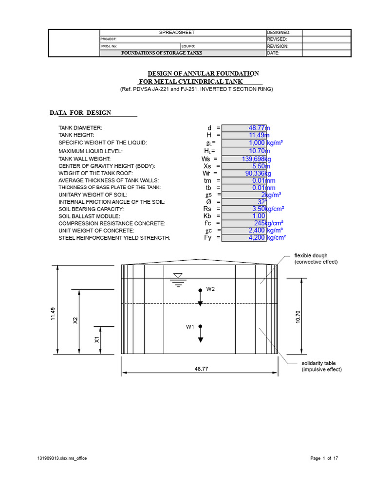 Design Foundation Cylindrical Tank | PDF | Mechanical Engineering ...