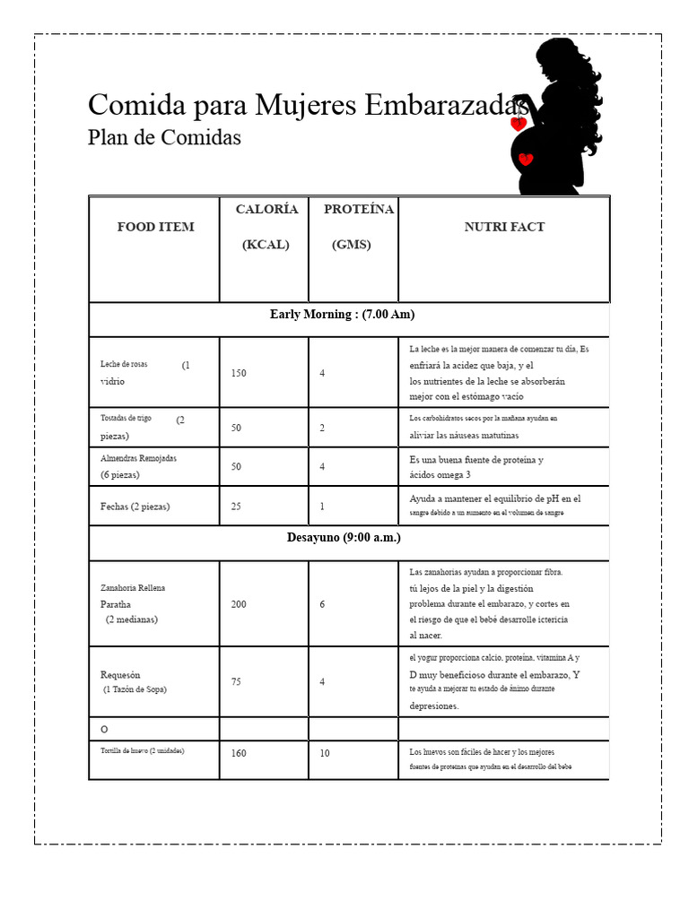 Comidas para Mujeres Embarazadas Plan de Comidas para Mujeres ...
